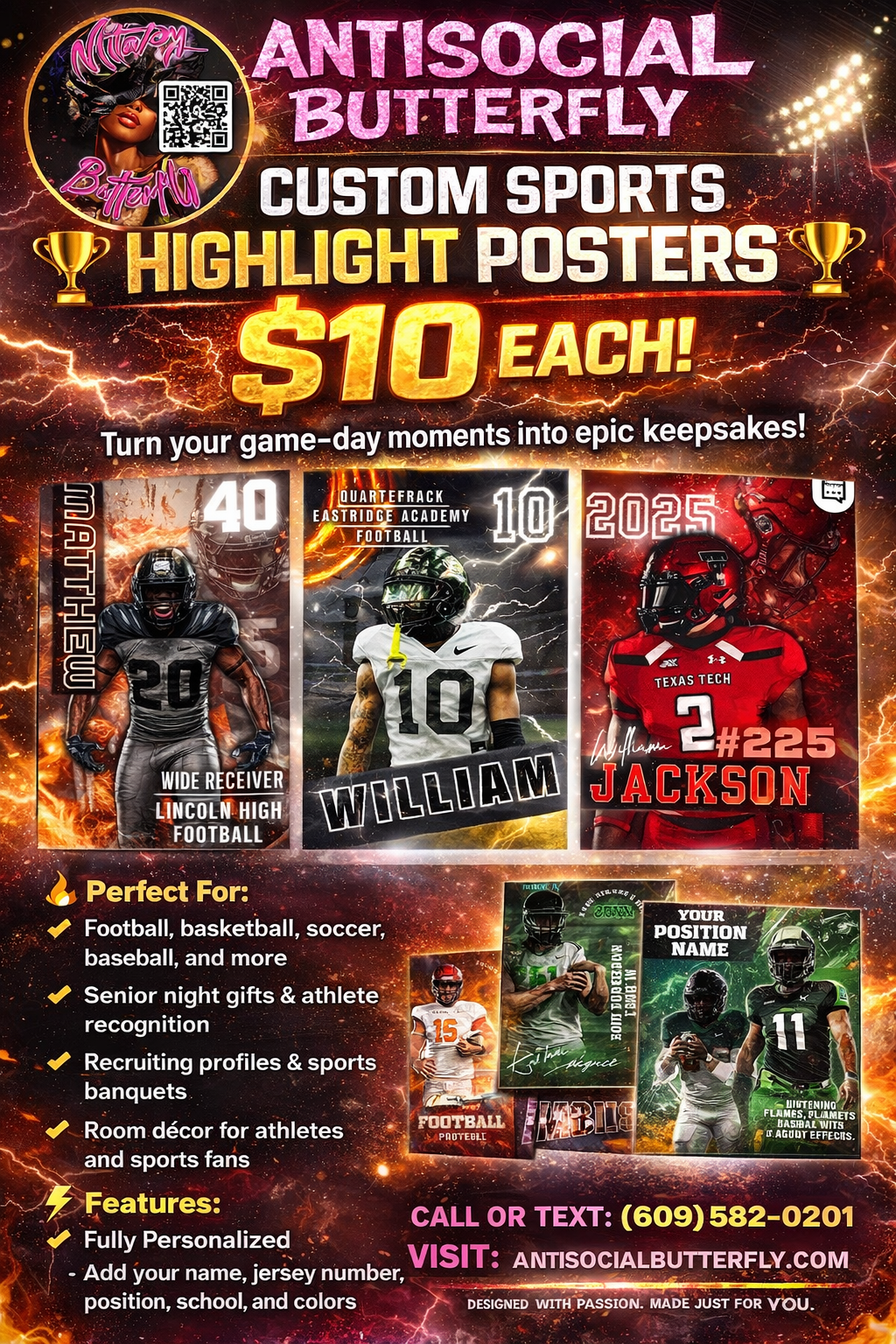 🏆 Custom Sports Highlight Posters 🏆 – Antisocial Butterfly